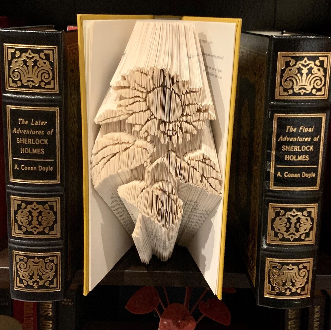 Sunflower Art - Book Sculpture - Custom Folded Book Art - Flowers ...