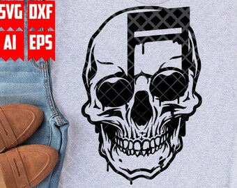 Treble Clef Skull SVG, Printable Skull Stencil, Horror Musical Note PNG ...