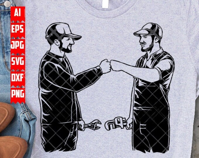 Plumber Fist Bump Svg Plumbing Partner Stencil Wrench Repair Clipart ...