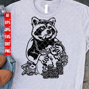 Raccoon Money Rich Svg | Gangster Animal Clipart | Hippie Trash Panda ...