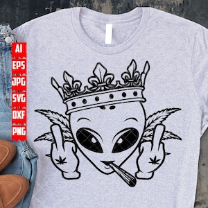 Alien King Smoking Weed Svg | Weed Svg | Cannabis Svg | Smoking Joint ...