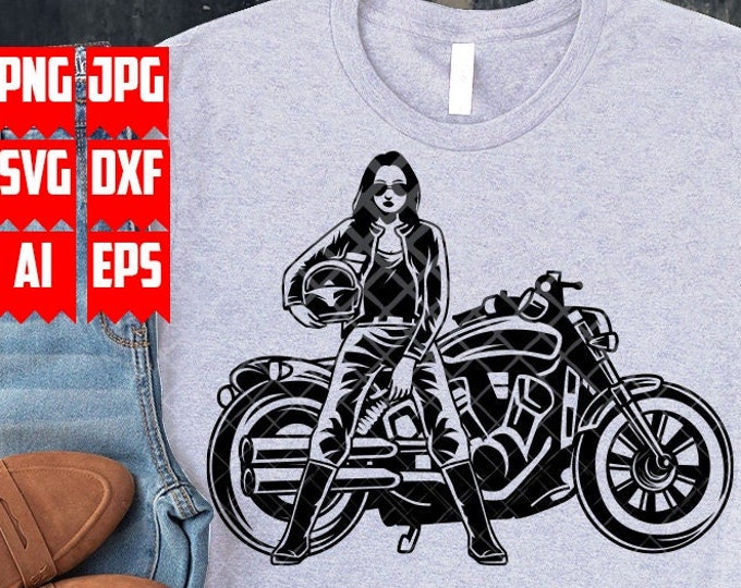 Girl Biker Svg File || Girl Biker Clipart | Girl Rider Svg | Biker Svg ...