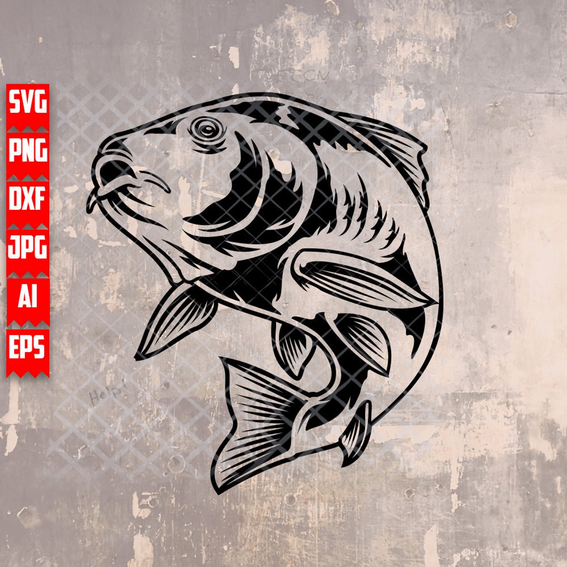 Carp Fish Svg Fresh Water Fishing Clipart River Angling - Etsy