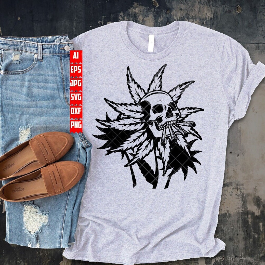 Marijuana Skull Svg Rasta Gothic Cutfile 420 Shirt Png Cannabis Stencil ...