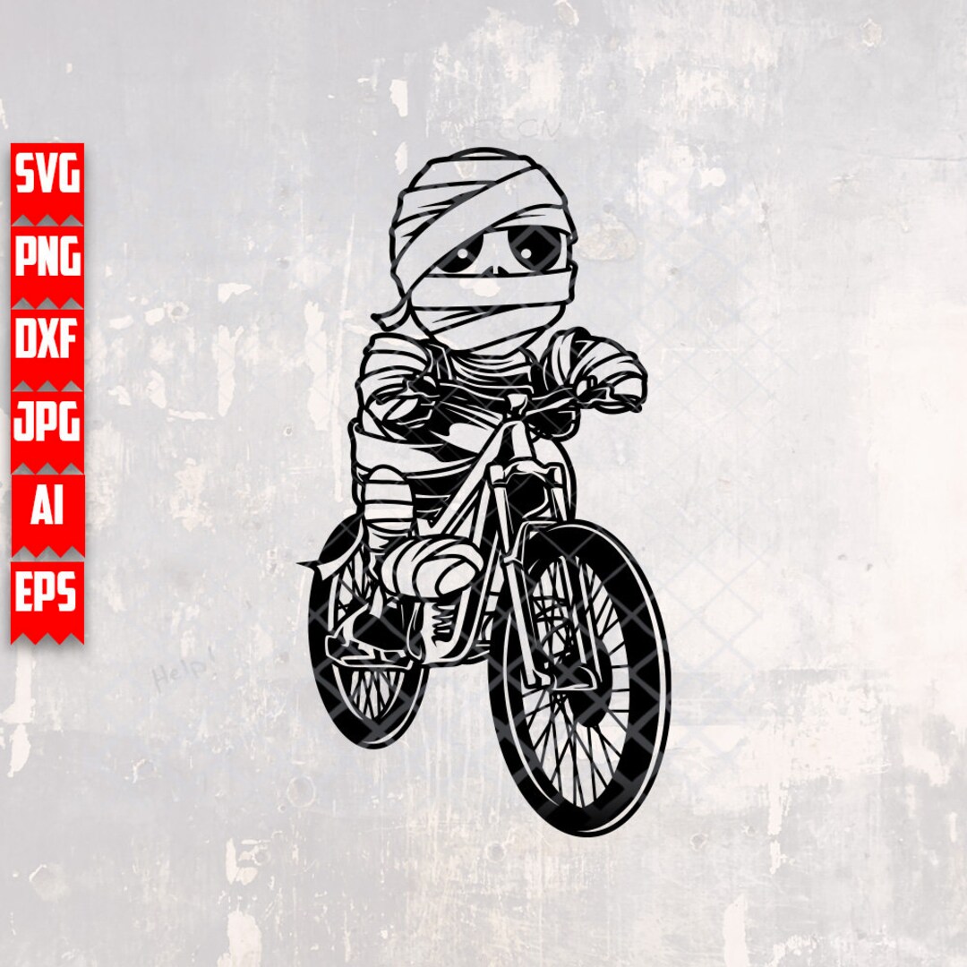 Mummy Biker Svg Haunted Mascot Clipart Hippie Horror Bike Rally ...