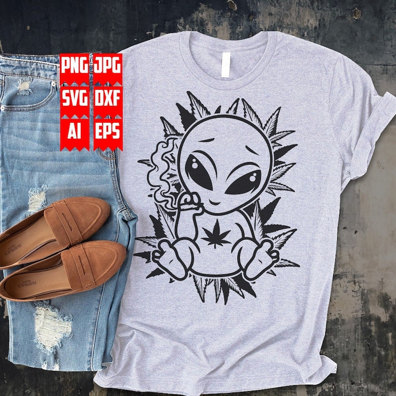 High Alien Smoking Weed Svg Rasta UFO Outer Space Clipart - Etsy