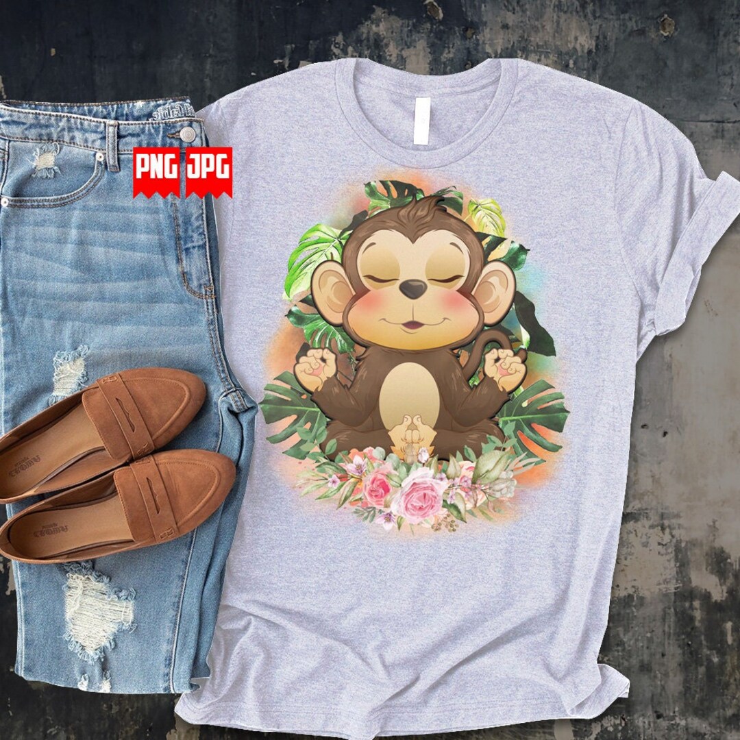 Monkey Meditate PNG | Files for Sublimation Prints | Yoga Monkey Png ...