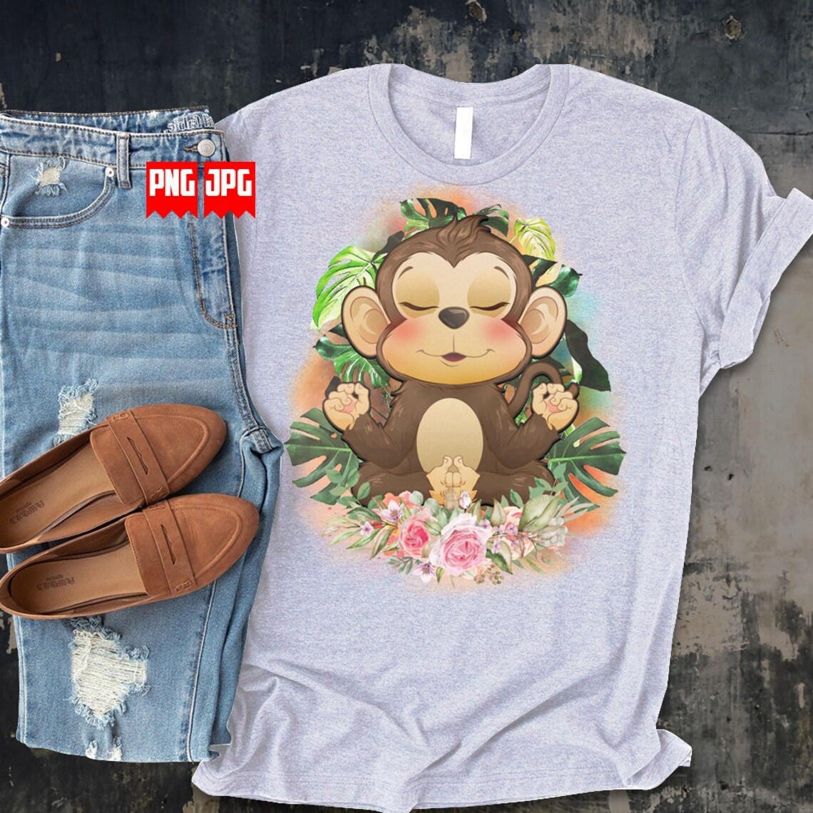 Monkey Meditate PNG Files for Sublimation Prints Yoga - Etsy