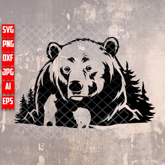 Bear Scene Svg File Bear Wilderness Svg Outdoor Svg - Etsy