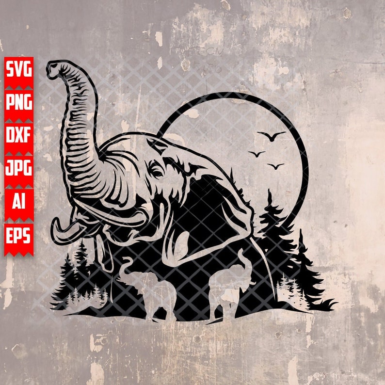 Elephant Scene Svg Elephant Png Jungle Animal Svg - Etsy