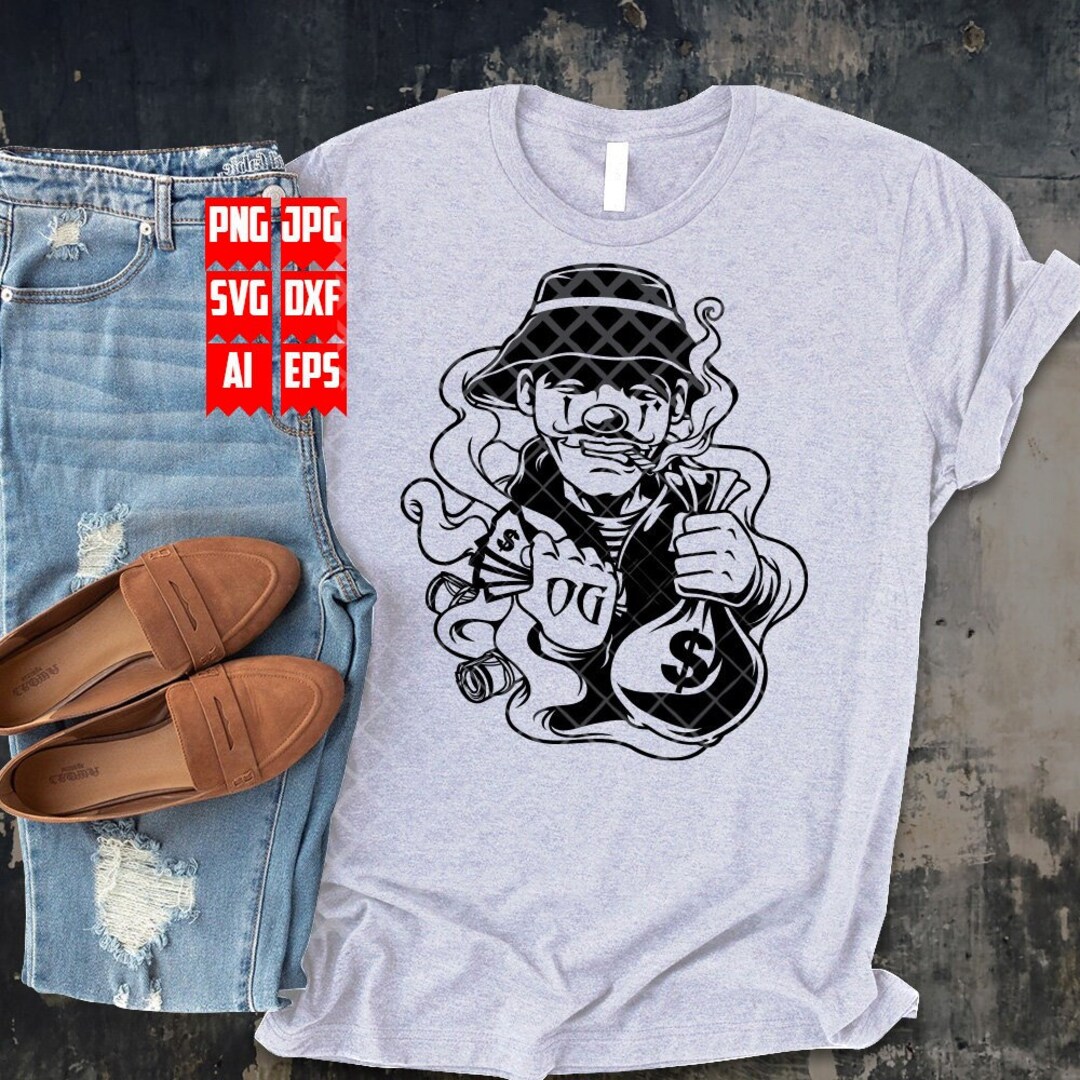 Bandit Man Svg Mafia Clipart Gangster Cut File Hipster Guy Stencil ...