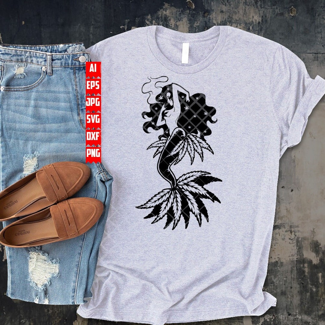 Mermaid Girl Smoking Weed Svg | Weed Svg | Cannabis Svg | Smoking Joint ...