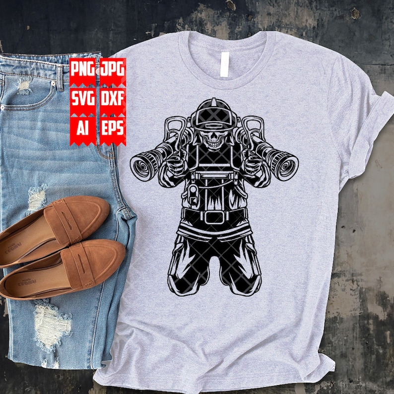 Fire Fighter Skull Svg Fireman Dad Clipart Firefighter - Etsy