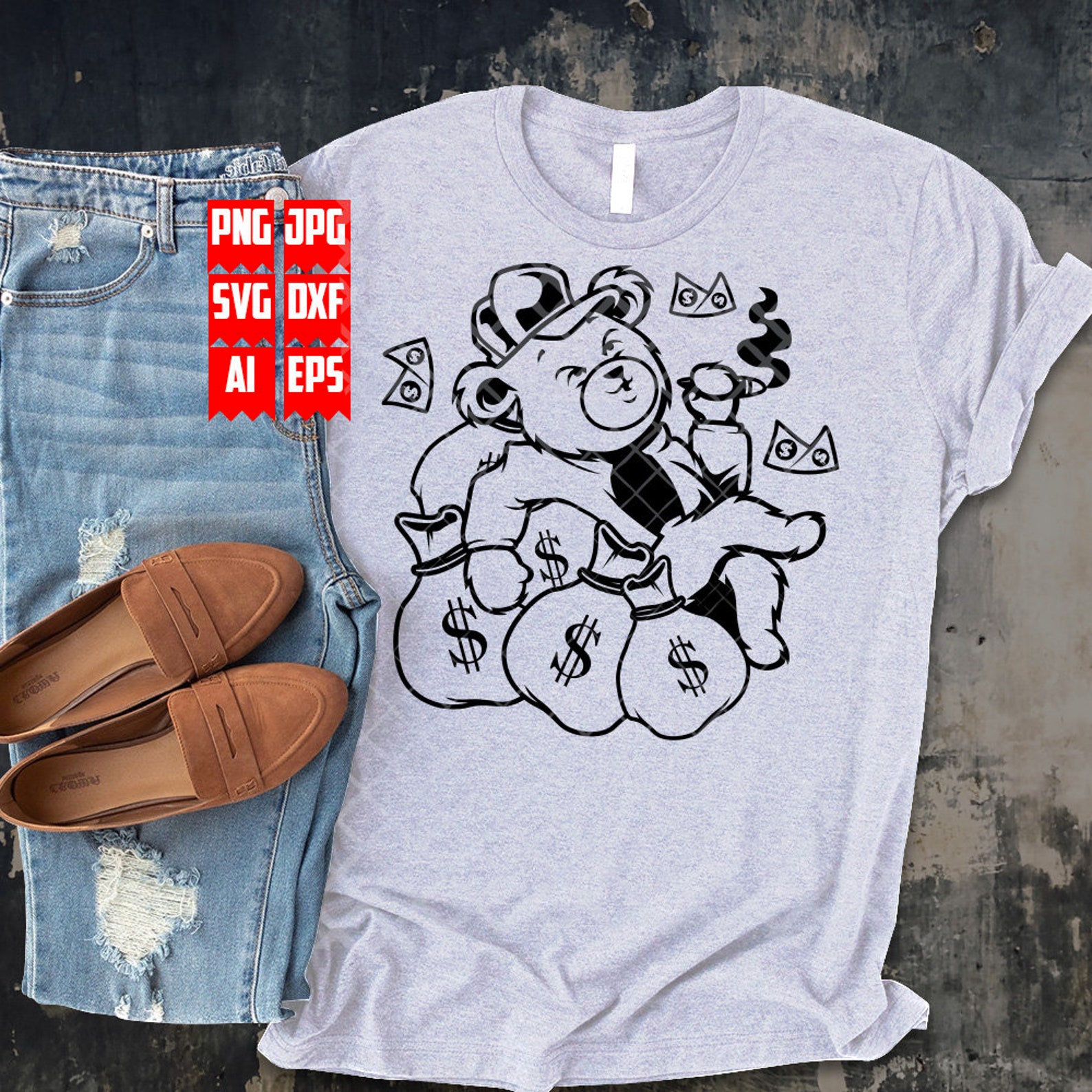 Gangster Teddy With Moneybag Svg Moneybag Teddy Svg Teddy - Etsy