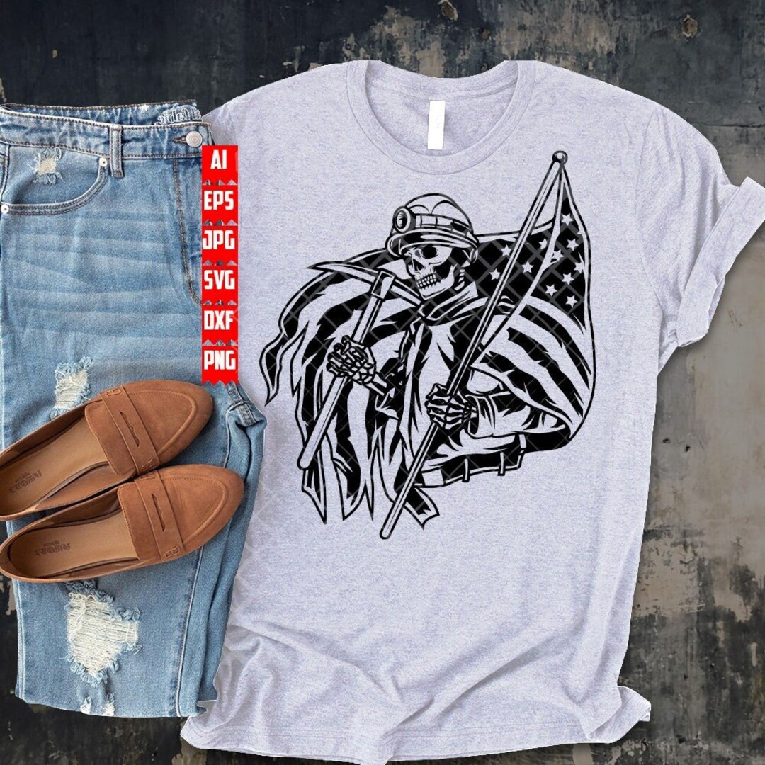 US Miner Skull Svg | Mining Dad Clipart | Axe Tool Cutfile | USA Mine ...