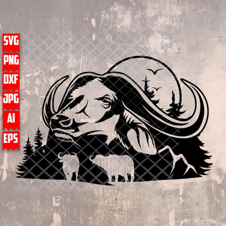 Buffalo Scene Svg Buffalo Png Animal Svg Buffalo Clipart - Etsy