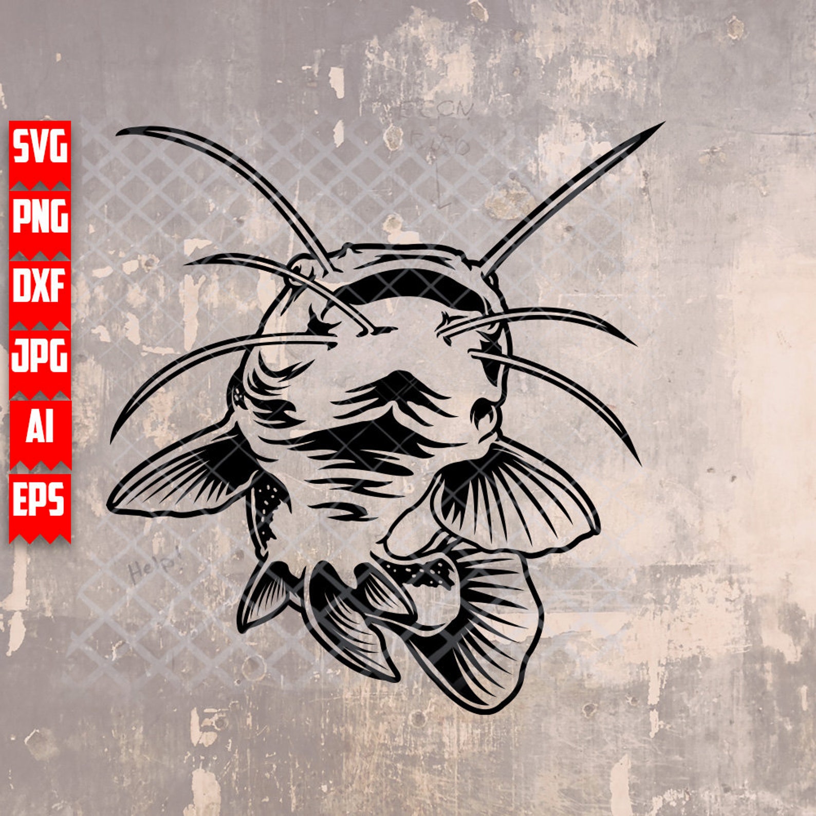 Cat Fish Svg Fresh Water Fishing Clipart Lake Angling - Etsy