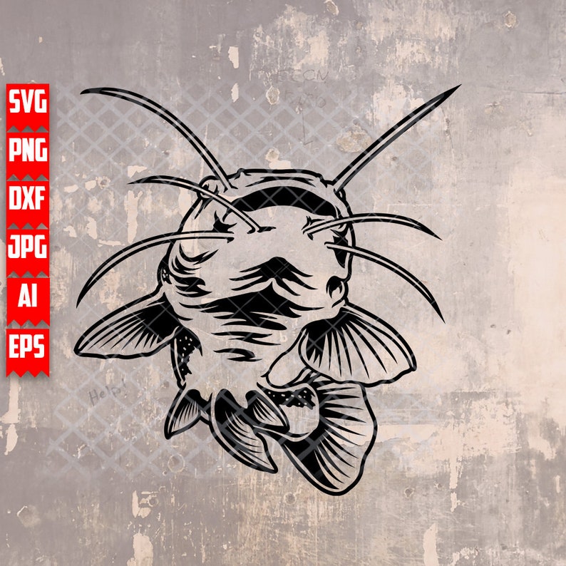 Cat Fish Svg Fresh Water Fishing Clipart Lake Angling - Etsy