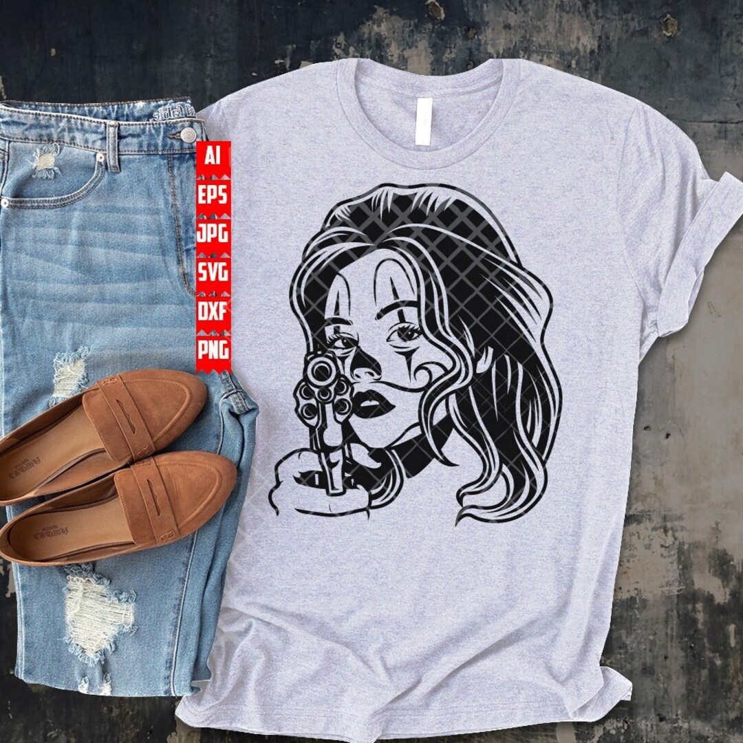 Chicano Girl With Gun Svg Gangster Lady Clipart Hipster Woman Cutfile ...