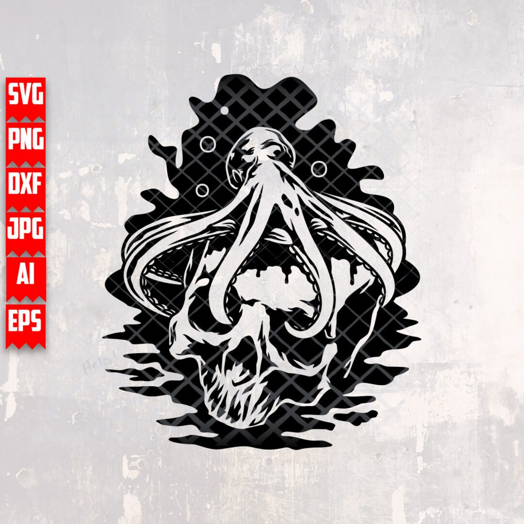 Octopus Skull Svg | Halloween Marine Life Clipart | Octo Skull Cutfile ...