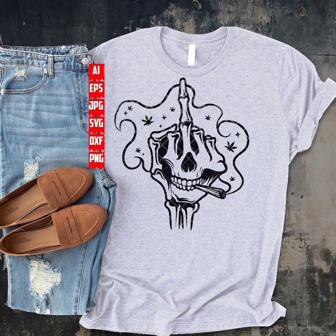 Middle Finger Skull Smoking Weed Svg | Rasta Gothic Cutfile | 420 Shirt ...