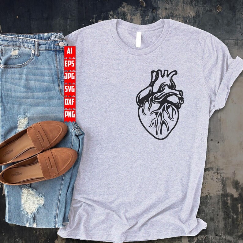 Heart Svg | Internal Organ Clipart | Human Cutfile | Heartbeat Stencil ...