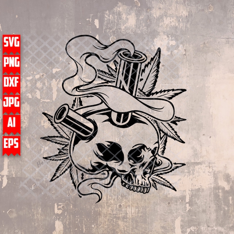 Weed Skull Smoke Svg Smoking Joint Svg Marijuana Clipart - Etsy