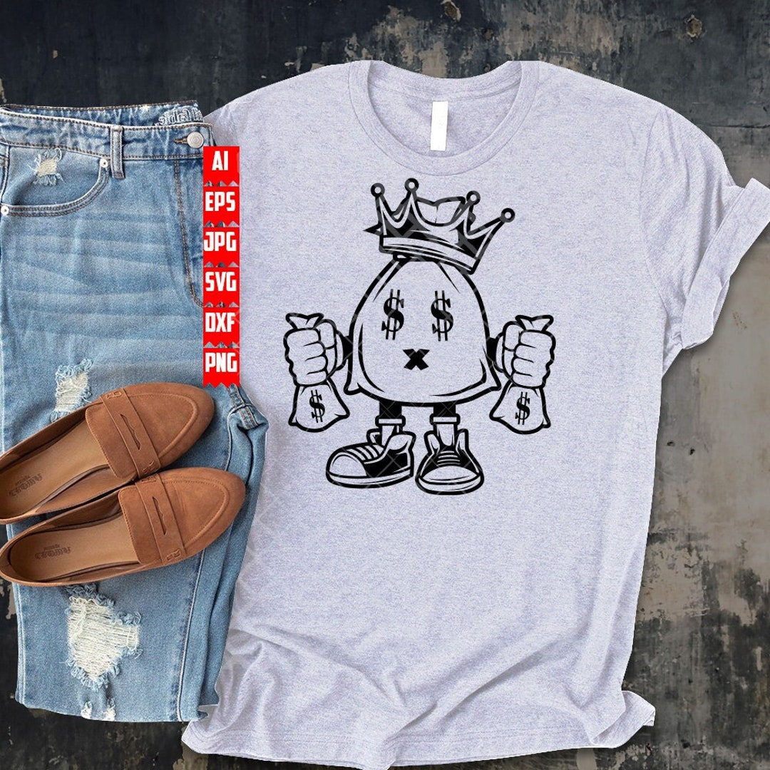 Moneybag King Svg | US Dollar Sign Clipart | Rich Cutfile | Cool Guy ...
