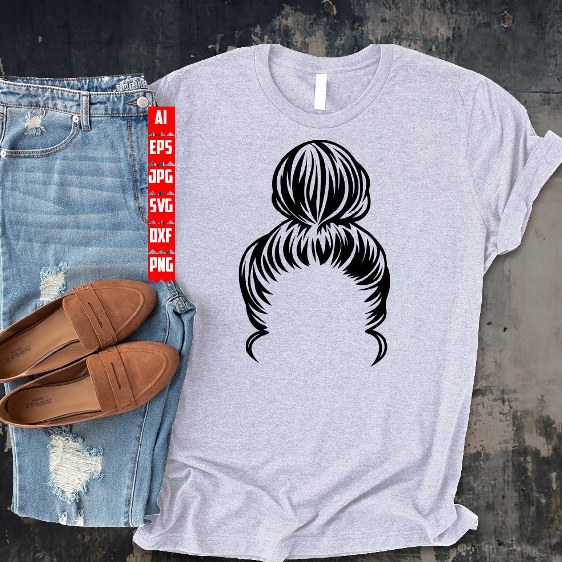 Messy Bun Hair Svg | Momlife Clipart | Mom Shirt Png | Mom Life Stencil ...