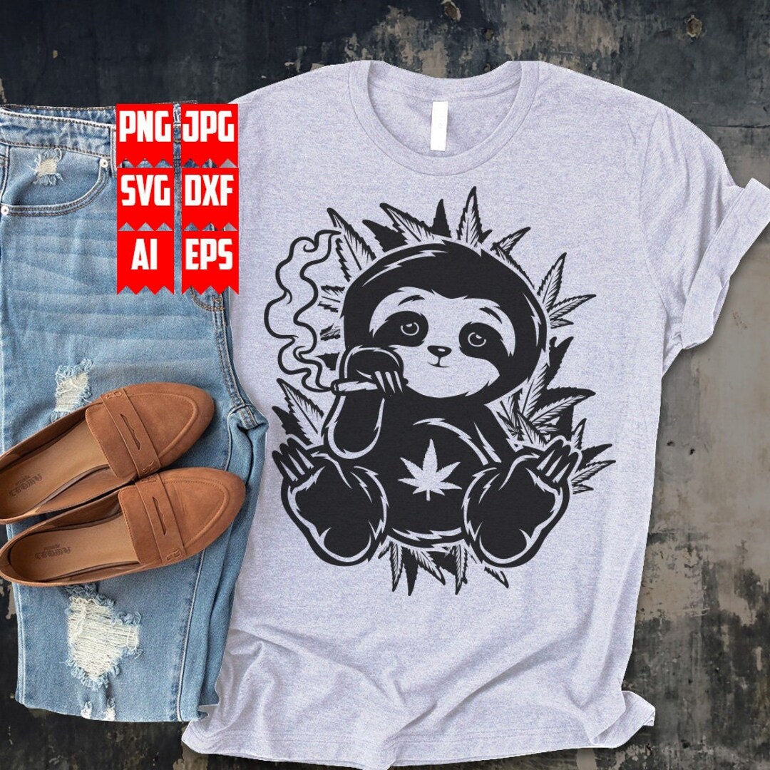 High Sloth Smoking Weed Svg Rasta Animal Clipart 420 T-shirt Design Png ...