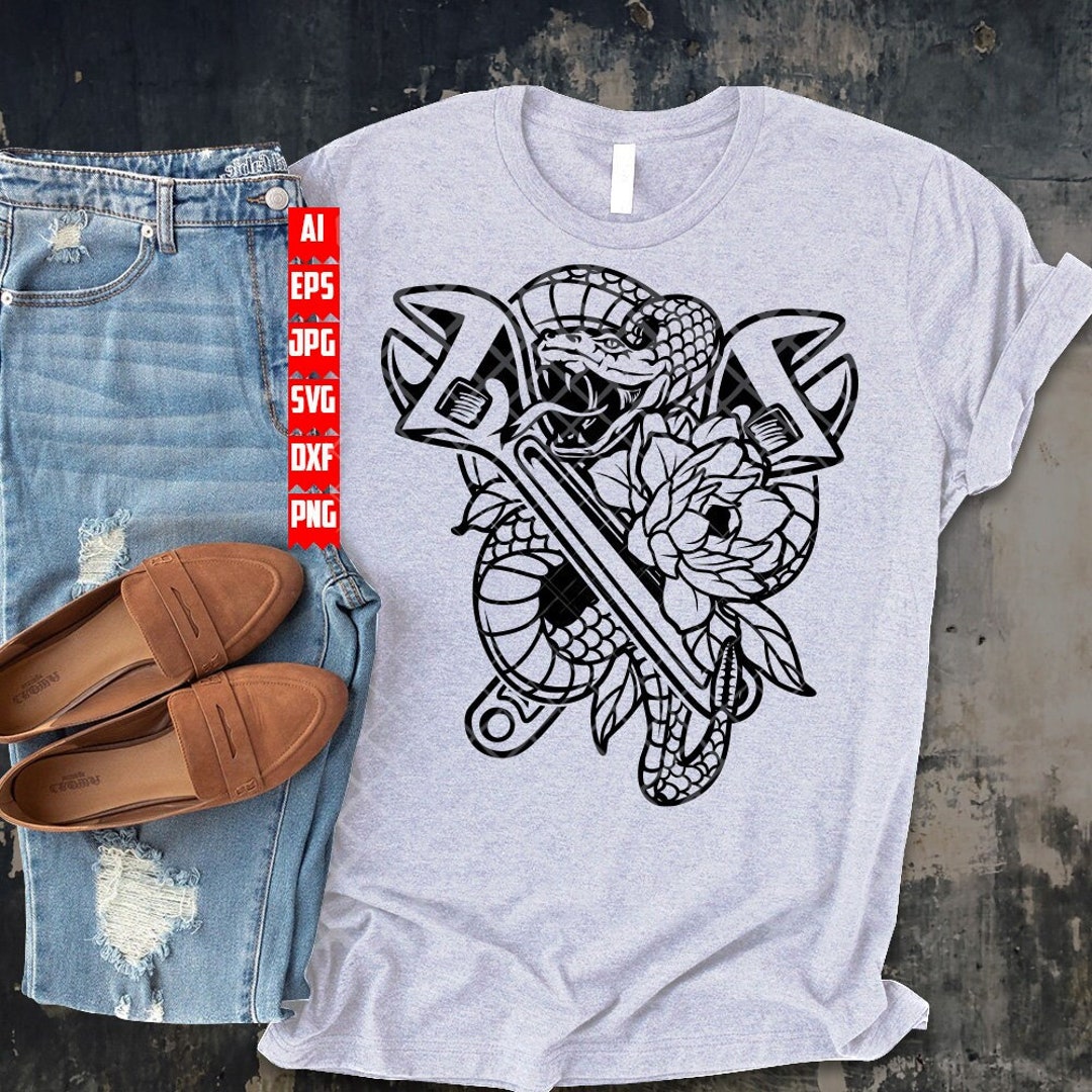 Rattle Snake Svg | Plumber Dad Clipart | Viper Wrench Stencil | Thread ...