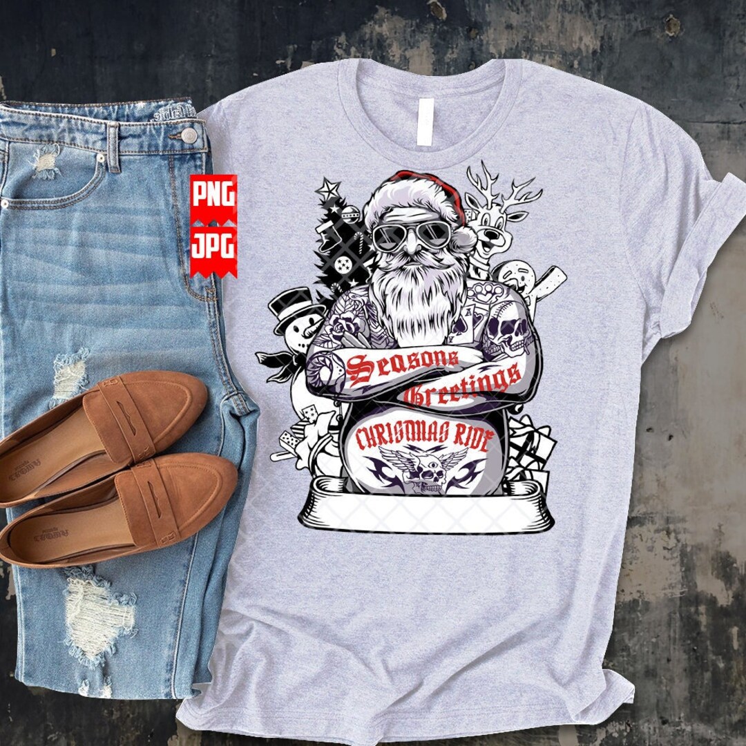 Tattooed Santa Svg | Cool Santa Claus Clipart | Rock Christmas Eve ...