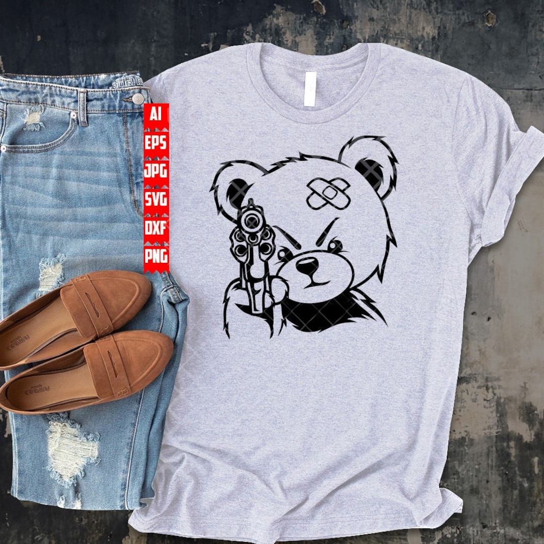 Gangster Teddy With Gun Svg | Cute Mafia Bear Clipart | Hipster Grizzly ...