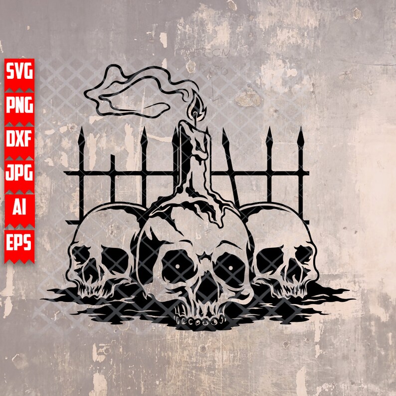 Skulls Svg Cemetery Clipart Day of the Dead Stencil Walk - Etsy