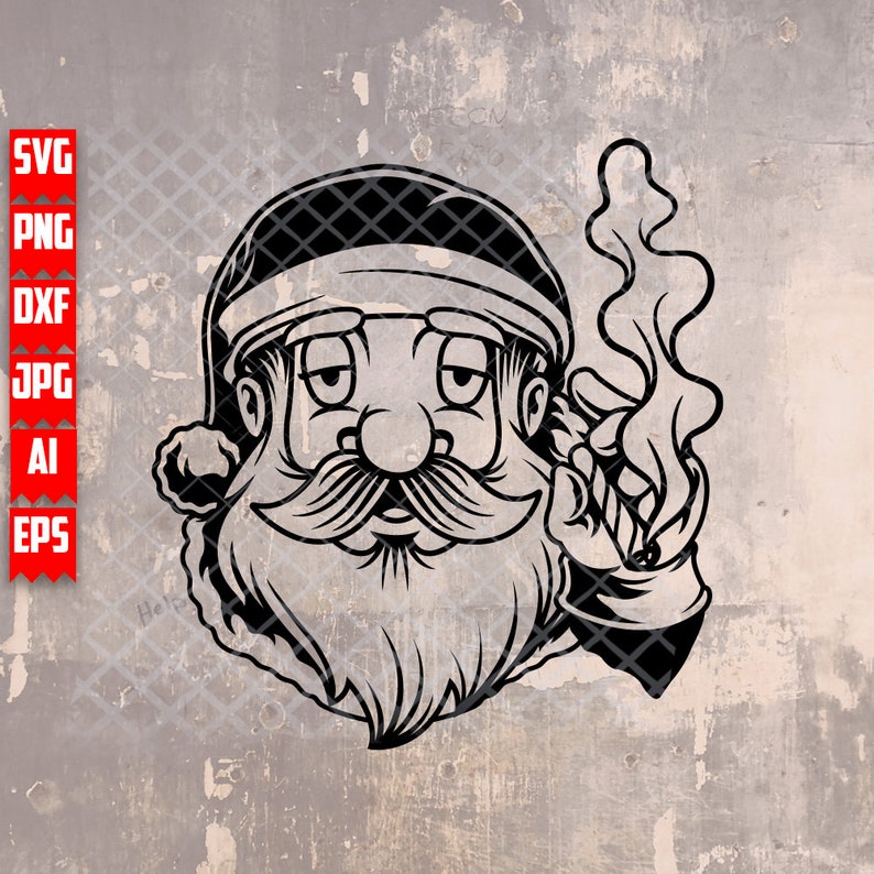 Santa Smoking Weed Svg High Santa Clipart Rasta Christmas - Etsy