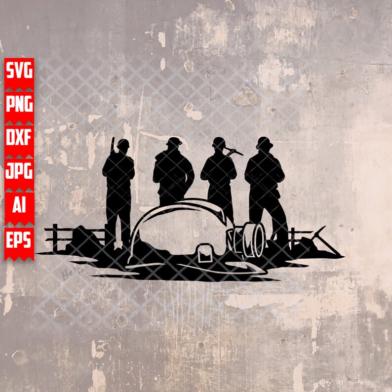 Mining Scene Svg | Miner's Hard Hat Cut File | Underground Head Light ...