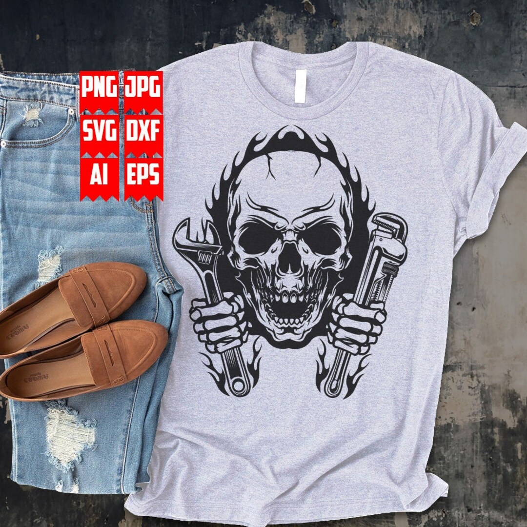 Plumber Skull Svg | Pipe Fitter Clipart | Pipe Repair Dad Stencil ...