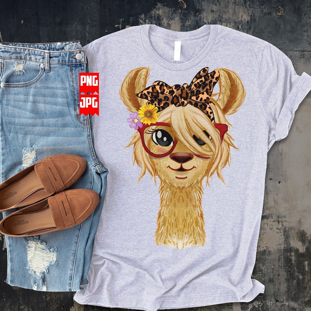 Cutest Llama in Glasses Png Files for Sublimation | Llama Png Prints ...
