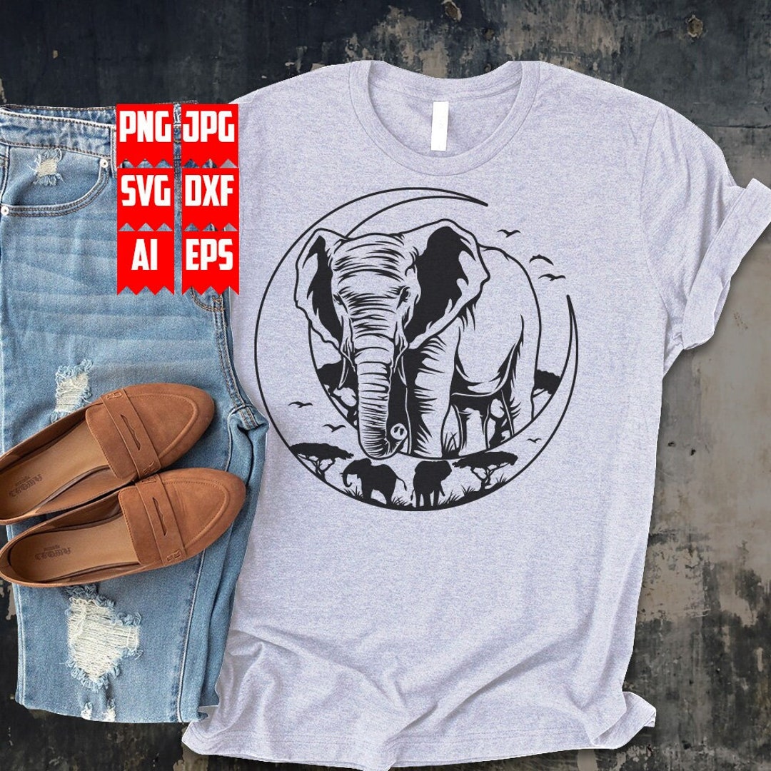 Elephant Scene Svg File Elephant Wilderness Svg Outdoor Svg Mountain ...