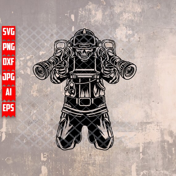 Fire Fighter Skull Svg Fireman Dad Clipart Firefighter - Etsy