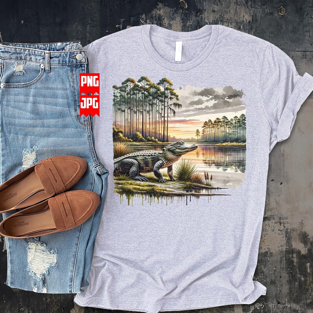 Alligator Scene Png, Waterfowl Animal Clipart, Hunting Dad Shirt Png ...