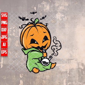 Cute Pumpkin Smoking Weed Svg | High Halloween Clipart | Horror Rasta ...