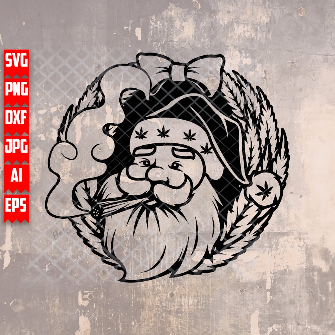 Santa Smoking Weed Svg Rasta High Christmas Clipart Dope - Etsy