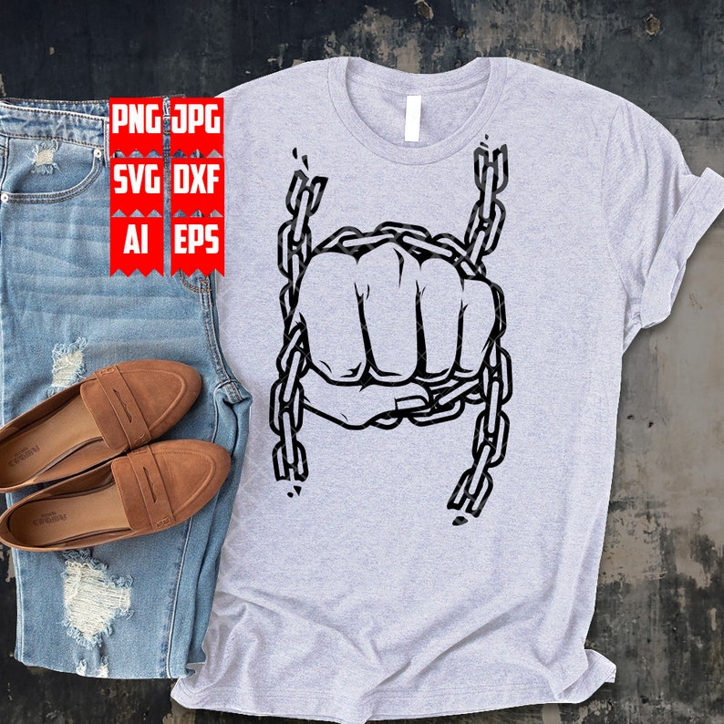 Fist Chain Svg | Chain Hands Clipart | Chained Palm Cut File | Skeletal ...