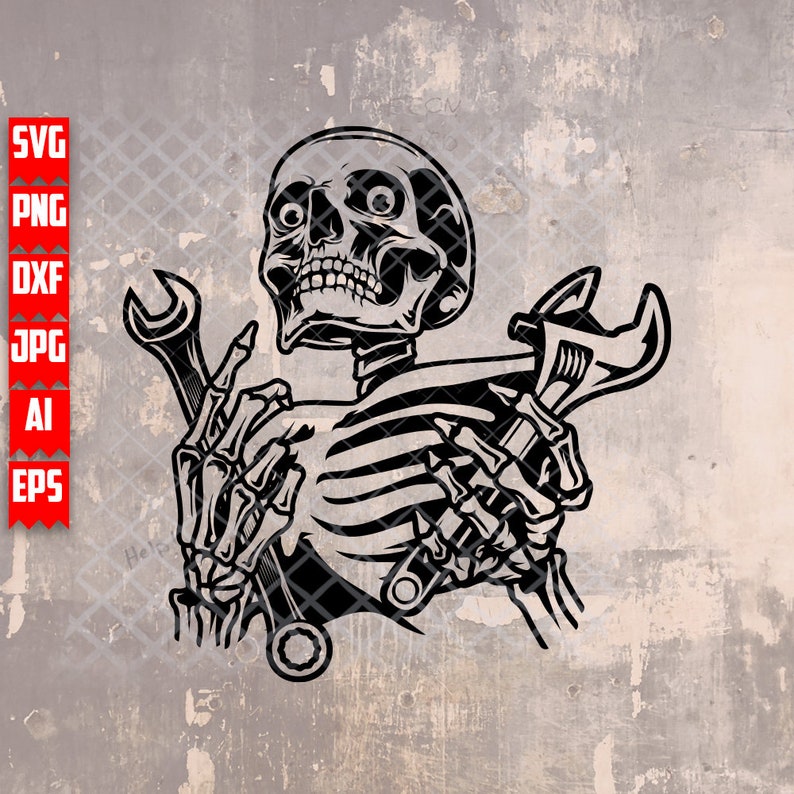 Mechanic Skull Svg Files | Skull Svg | Mechanic Repair Svg | Repair ...