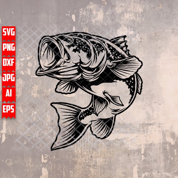 Bass Fish Svg Large Mouth Bass Clipart Fishing Shirt Png - Etsy