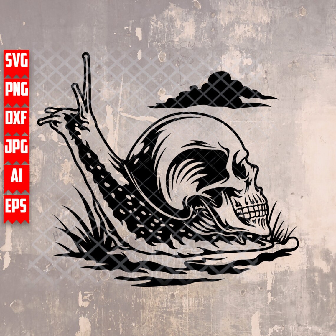 Snail Skull Svg Haunted Animal Clipart Horror Snail - Etsy