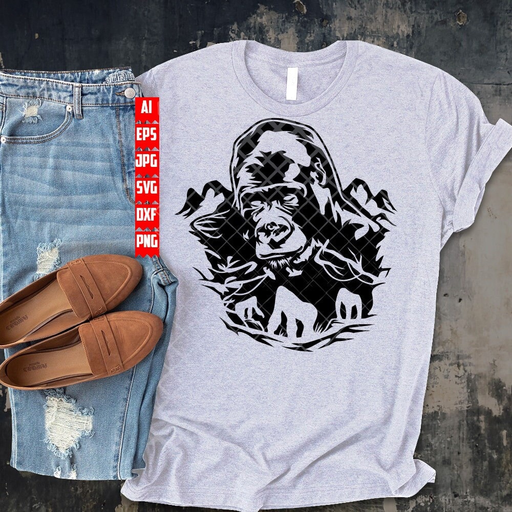 Ape Scene Svg | Wild Life Cut File | Beast Ape Clipart | Ape Animal ...