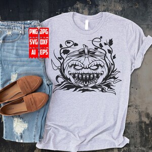 Scary Pumpkin Svg | Creepy Halloween T-shirt Design Png | Horror Food ...
