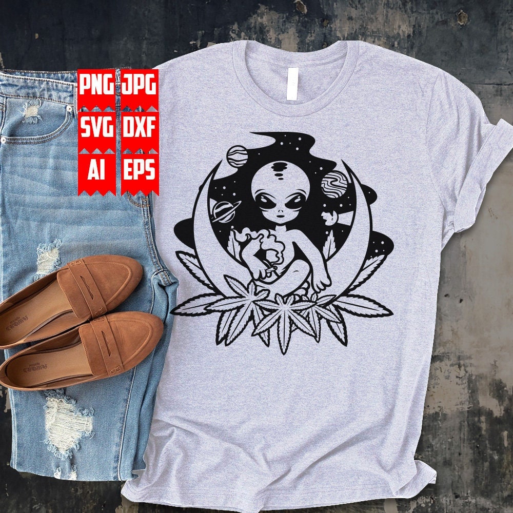 Alien Smoking Joint Svg Cannabis Clipart Marijuana Cut - Etsy